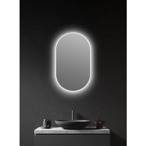 Badspiegel mit Beleuchtung Talos LED Design Spiegel oval white 45 x 75 ...