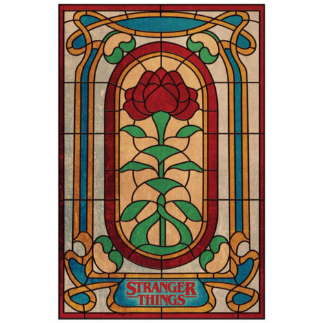 Stickers repositionnables - Stranger Things - Motifs Floraux Fenêtre Rose
