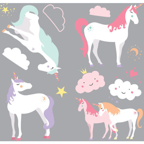 Stickers - Licornes Magiques - Hauteur 22,9 cm