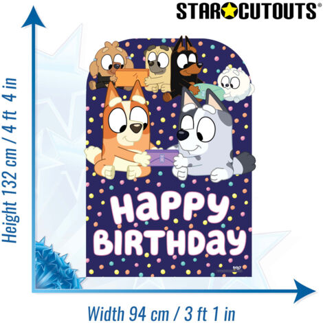 Figurine en carton - Backdrop Bluey Happy Birthday - Haut 132 cm
