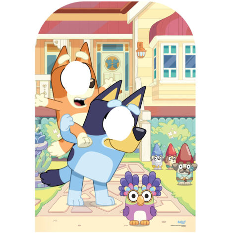 Figurine en carton passe tête Bluey, Bingo et Chattermax a la maison ...