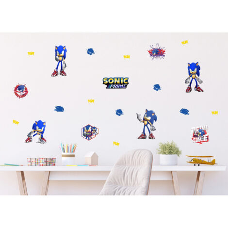 Stickers Sonic Prime 6 Sonic et 12 motifs - 30x30 cm