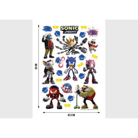 Stickers Sonic Prime 7 personnages 18 motifs - 42,5x65 cm
