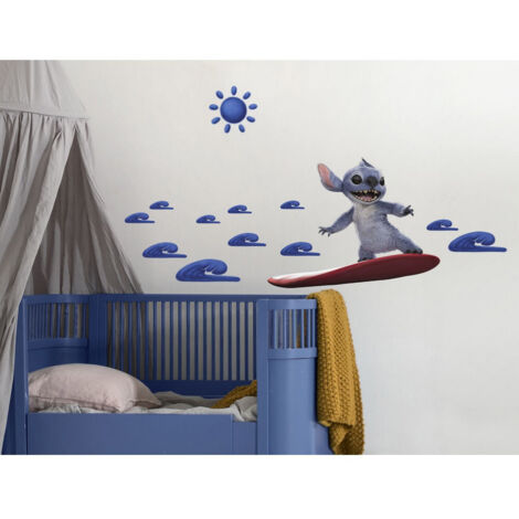 Sticker mural Disney et Stitch en live-action – Surfe la vague 70x50 cm