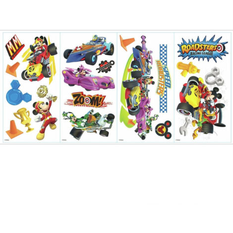 19 Stickers Roadster Team Mickey Mouse 22x45cm
