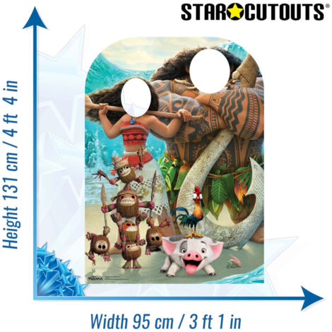 Figurine en carton Passe tête Vaiana (Moana) et Maui Disney H 95 CM