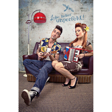 Lebe lieber unperfekt, Sticker murale - 14 x 70 cm