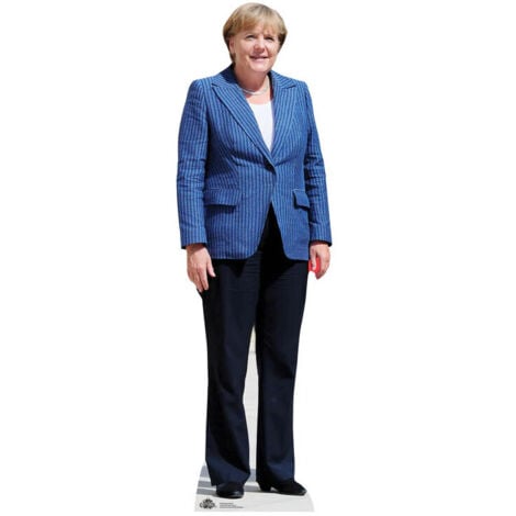 Figurine en carton Angela Merkel costume bleu 164 cm