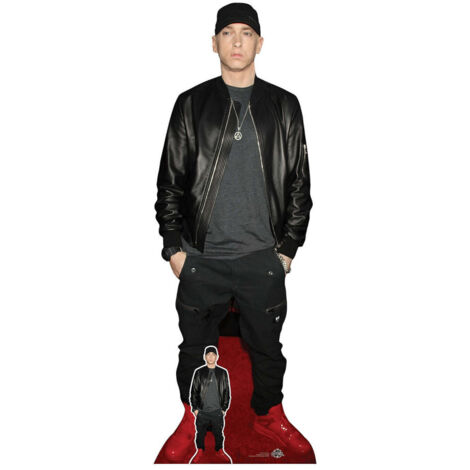 Figurine en carton Eminem rappeur américain en blouson noir et ...