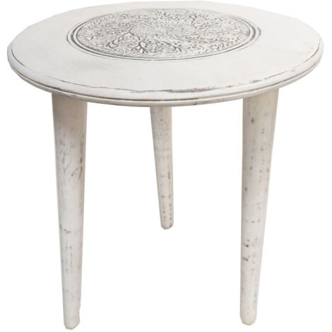Beautiful Round Hand Carved Indian Wooden Coffee Table Side Table ...