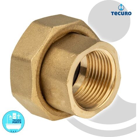 tecuro Pumpenverschraubung ÜWM 1 1/2 x IG 1 Zoll DN 25 -flachdichtend - Messing blank