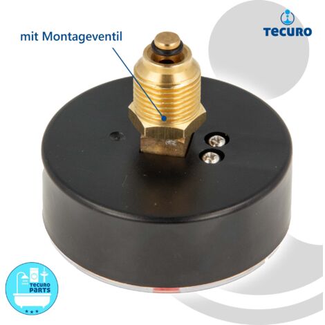 tecuro Ø 80 mm Bi-Metall Thermometer 0 - 120°C Manometer 0-4 bar, 1/2 ...