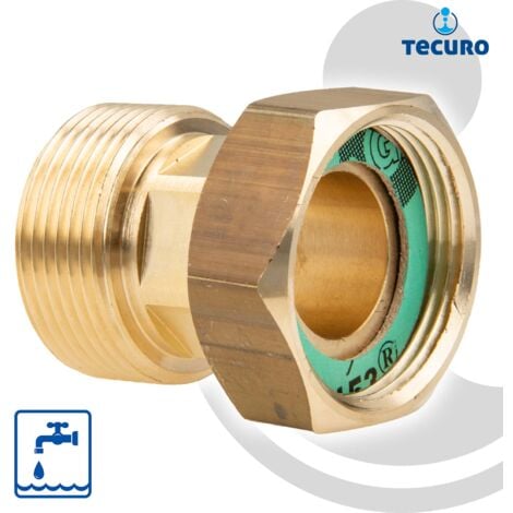 tecuro Verschraubung 1 1/4 Zoll Überwurfmutter x 1 1/4 Zoll Außengewinde - Messing blank CW617N