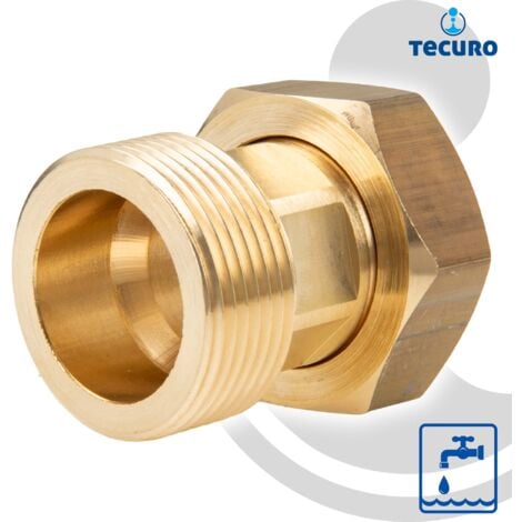 tecuro Verschraubung 1 1/4 Zoll Überwurfmutter x 1 1/4 Zoll Außengewinde - Messing blank CW617N