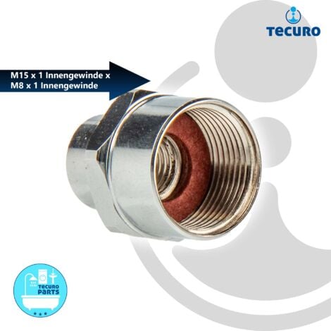 tecuro Reduzierstück M15/1 Innengewinde x M8/1 Innengewinde MS-verchromt