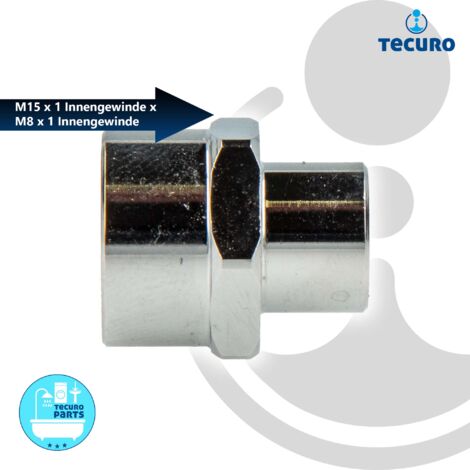 tecuro Reduzierstück M15/1 Innengewinde x M8/1 Innengewinde MS-verchromt