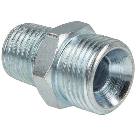 tecuro Einschraubnippel NPT 1/4 Zoll AG x R 3/8 Zoll AG mit Innenkonus (iK), Stahl verzinkt