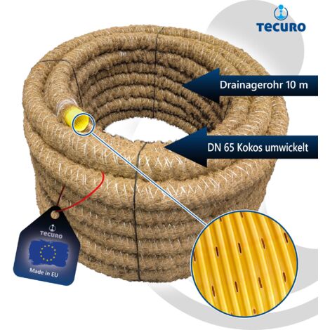 tecuro Drainagerohr 10 Meter - DN65, flexibel, gewellt und geschlitzt ...