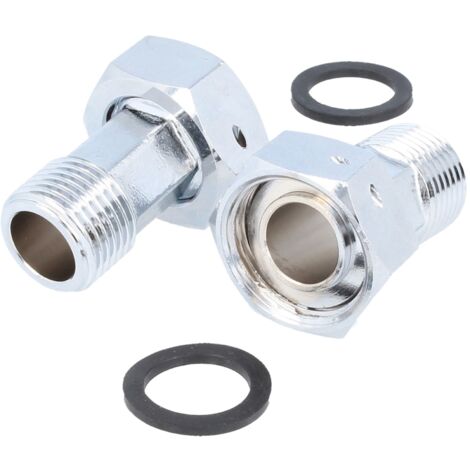 tecuro Wasserzähler Verschraubungen 1 Zoll ÜWM x 3/4 Zoll AG - 2-er Set, MS-verchromt