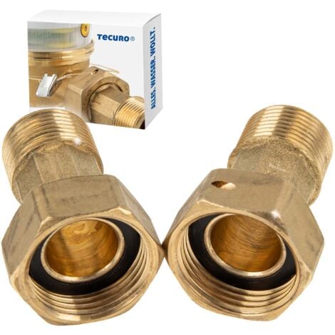 tecuro Wasserzähler Verschraubungen 3/4 Zoll ÜWM x 1/2 Zoll AG - 2-er Set, MS-blank