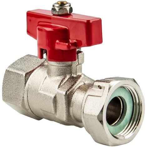 tecuro Kugelhahn mit Überwurfmutter Rp 3/4 Zoll x Innengewinde Rp 3/4 Zoll (DN15), Flügelgriff rot