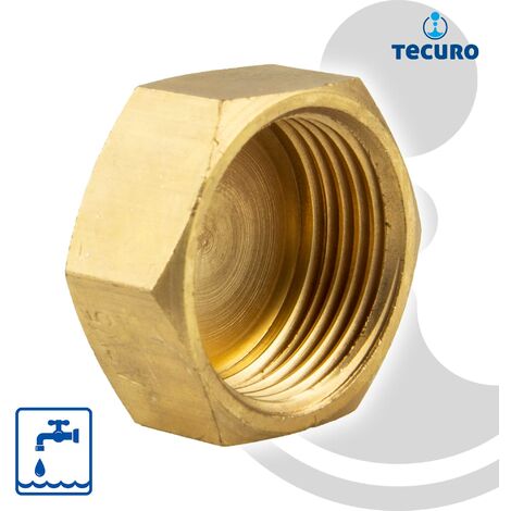 tecuro Kappe mit Sechskant, Innengewinde Rp 3/8 Zoll, Messing blank CW617N