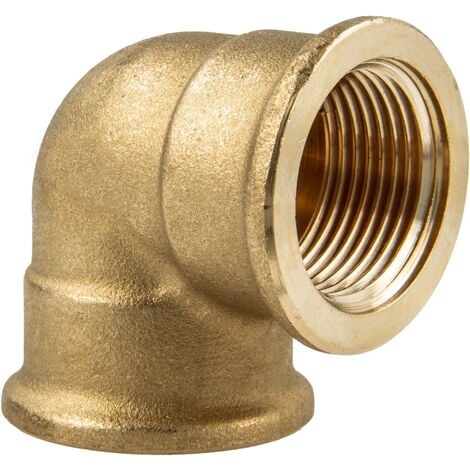 tecuro Winkel 90° beidseitig Innengewinde Rp 1 1/2 (6/4) Zoll, Messing blank CW617N
