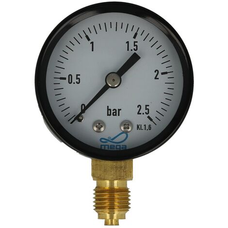 MEGA Druckmanometer 0 - 2,5 bar - 1/4 Zoll Anschluss nach unten Radial ...