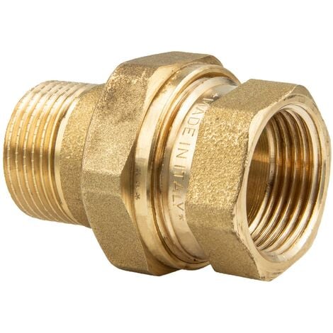 tecuro Verschraubung IG x AG 1 Zoll, flachdichtend - MS-blank CW617N