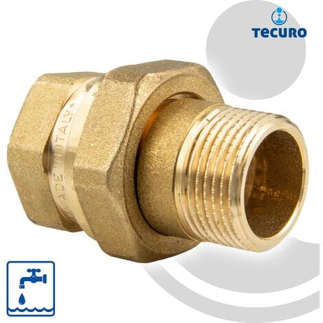 tecuro Verschraubung IG x AG 1 1/2 (6/4) Zoll, flachdichtend - MS-blank CW617N