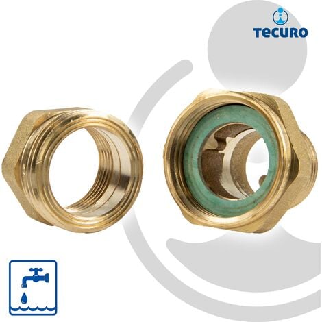 tecuro Verschraubung IG x AG 1 1/2 (6/4) Zoll, flachdichtend - MS-blank CW617N