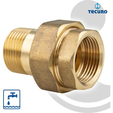 tecuro Messing Verschraubung IG x AG 1/2 Zoll, konisch dichtend, MS-blank CW617N