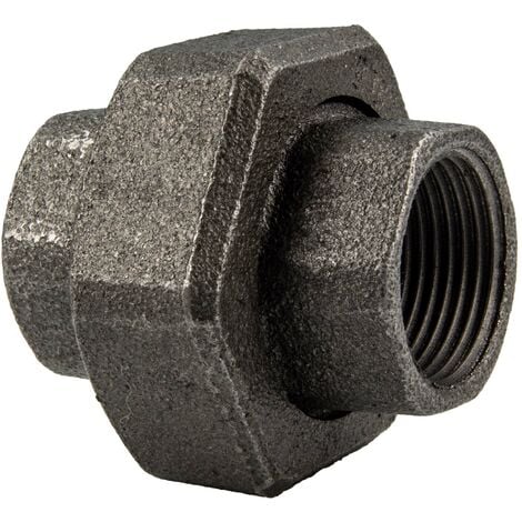 Temperguss-Gewindefitting schwarz Verschraubung flachdichtend, IG x IG 1/2 Zoll, Typ 330