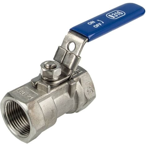 Edelstahl Kugelhahn, einteilig, reduzierter Durchgang, IG 1/4 Zoll (DN 8), Stahlhebel lang