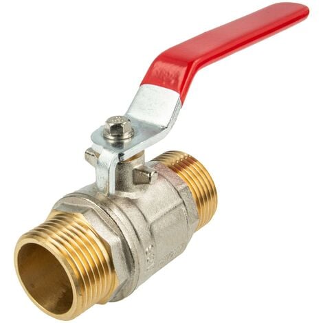 tecuro Kugelhahn (ACS), beids. Außengewinde G 1 1/4 Zoll (DN 32) Stahlhebel lang, MS-vernickelt