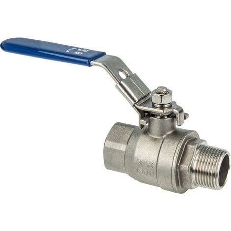 tecuro Edelstahl V4A (AISI 316) Kugelhahn 1/2 Zoll DN 15, AG/IG, PN 64, absperrbar