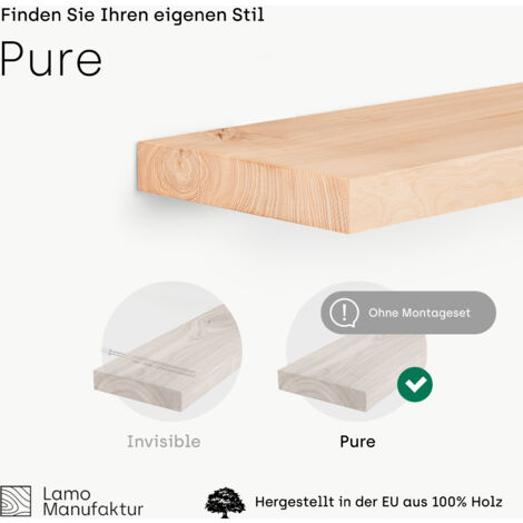 Lamo Manufaktur Wandregal Holz Gerade Regal Farbe: Natur Pure: ohne ...