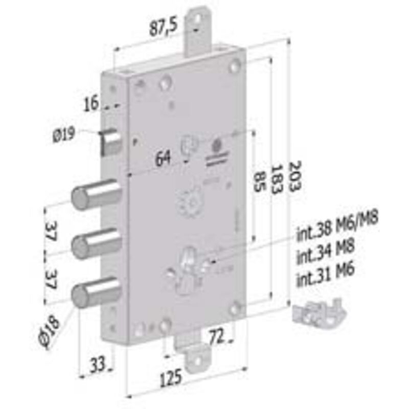 SERRATURA TRIPL. APPLIC P/PORTE BLIND. CIL.EU REV. INT.37 TOPGEAR 1651 ...