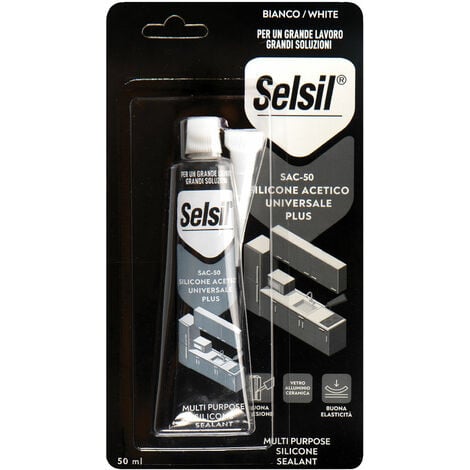 Silicone acetico universale 'sac 100' bianco ml 50 - (ral 9010) tubetto (12 pezzi) SELSIL