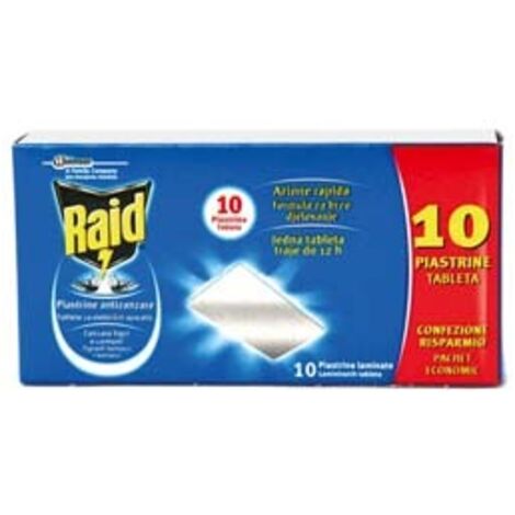 Raid piastrine zanzare tigre e comuni 10 ricariche - 10 piastrine 24 ...