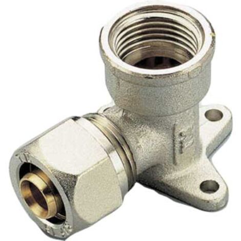 Raccordo a compressione curvo femmina con flangia tiemme 16 x 1/2 Tiemme