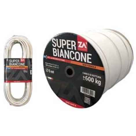 Cavetto rivestito in pvc bianco in acciaio zincato - ø mm.5x mt.20