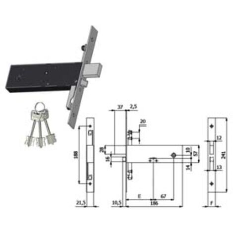 Serratura triplice infil. per fasce d/mappa cat. e scr. mm.57 h 5980 ...