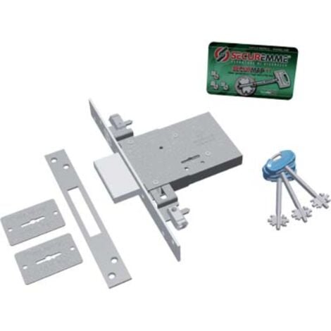 Serratura metallo infilare 2003 securmap securemme b.q zinc f.mm 25 dm m4 tripl h.mm 73 e.mm 60 ...