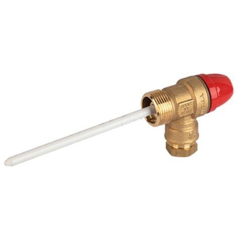 VALVOLA DI SICUREZZA COMBINATA TEMPERATURA E PRESSIONE PER IMPIANTI SOLARI 1/2" X ø15 - 6BAR ...