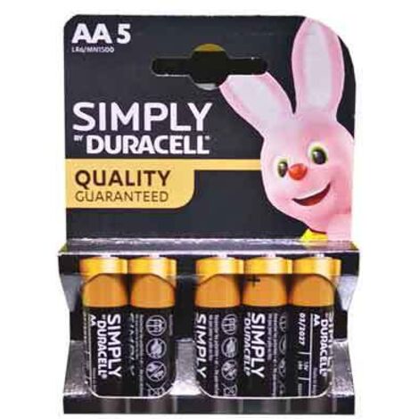 Pile 'simply' stilo blister 5 pezzi (10 confezioni) DURACELL