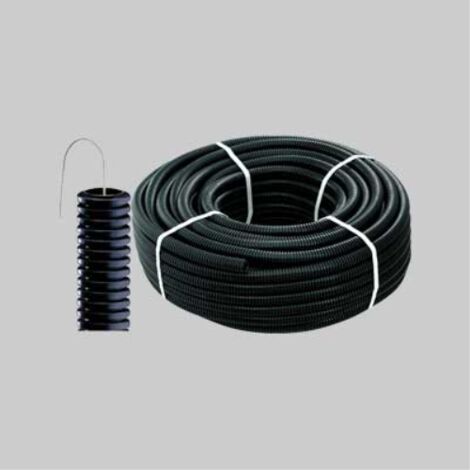 Tubo corrugato con tirafilo nero ø 20 mm - rotolo 100 mt (100 metri lineari)