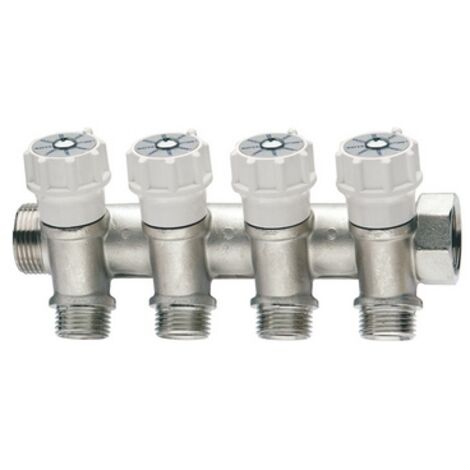 COLLETTORE DI DISTRIBUZIONE COMPONIBILE CON VALVOLE DI INTERCETTAZIONE 3/4" x 3 deriv. 1/2 ITAP