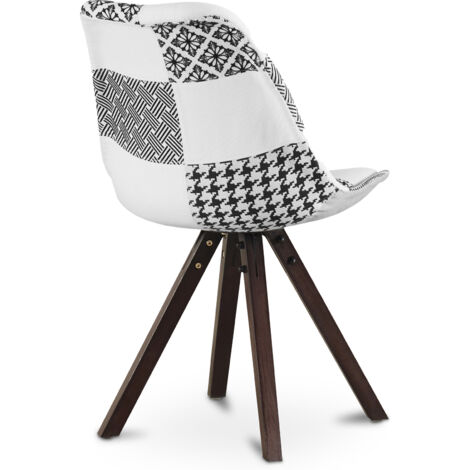 Silla de Comedor - Tapizada en Patchwork - Blanco y Negro - Denisse