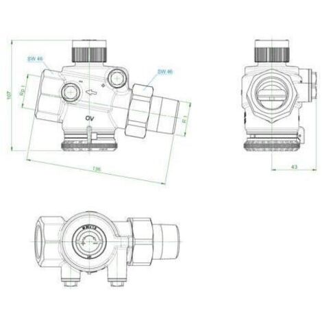 Oventrop Cocon QT Regulierventil ohne Messventile, DN 25 Außengewinde ...